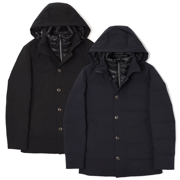 モンテコーレ / Montecore / ダウン アウター / レイヤードデザイン / 取り外しフード付き / F09MUCX581-185 【89.ネイビー/99.ブラック ...